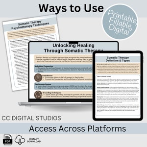 Somatic Therapy Cheat Sheets for Mental Health Clinicians, Techniques ...