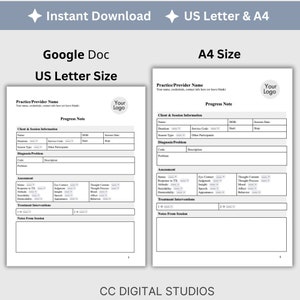 Mental Health Progress Note Template: Editable Google Doc - Etsy