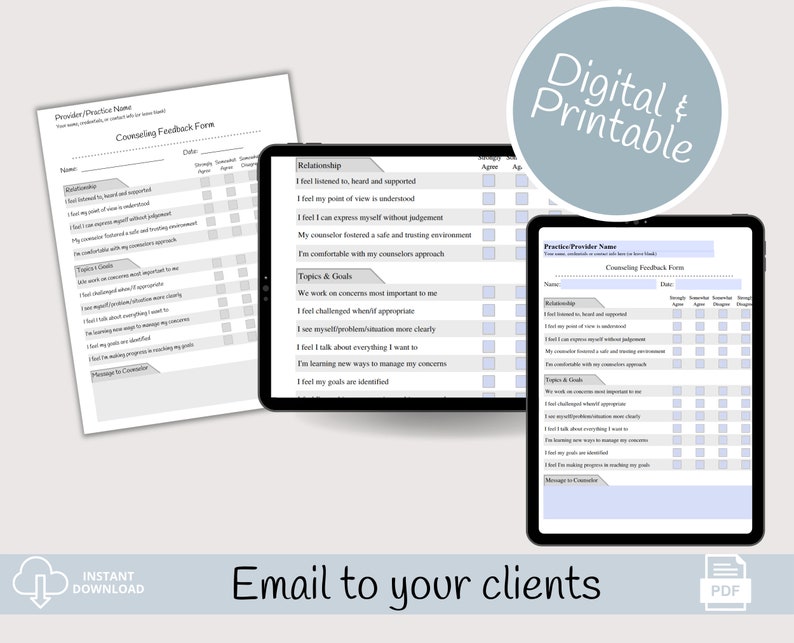 Counseling Feedback Form Fillable Feedback Form Client - Etsy UK