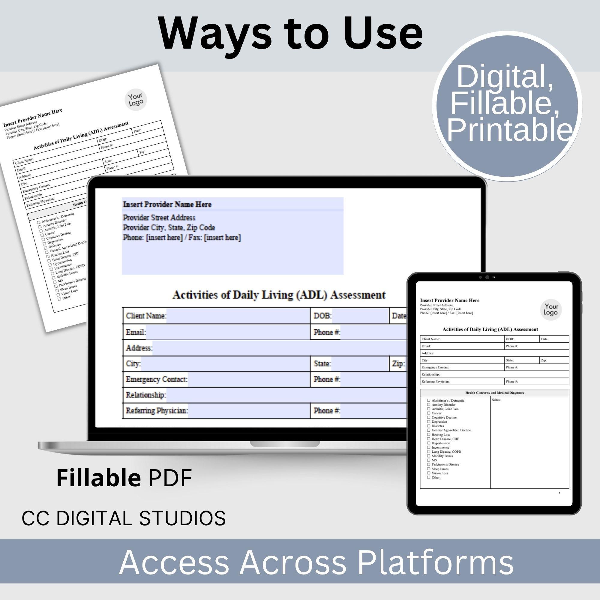 ADL Assessment Checklist: Activities of Daily Living, OT Home Care ...