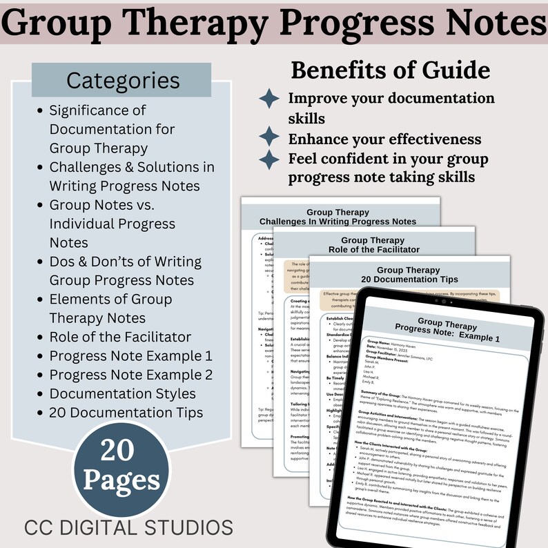 Therapist Documentation Guide Bundle: Progress Notes, SOAP Notes, Group ...