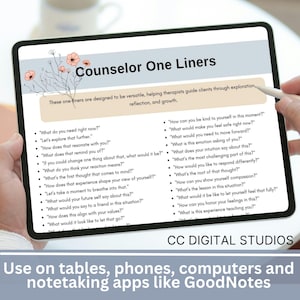 Therapy Questions Cheat Sheets: Counselor One-liners, Reflection ...