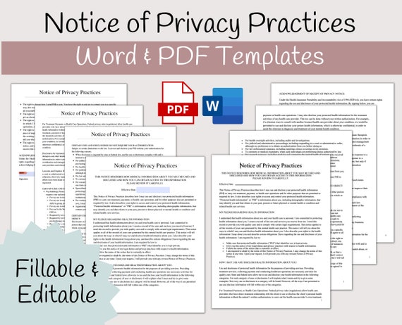 Notice Of Privacy Practices Fillable Editable Templates Etsy Notice Of Privacy Practices Fillable Editable Templates Etsy