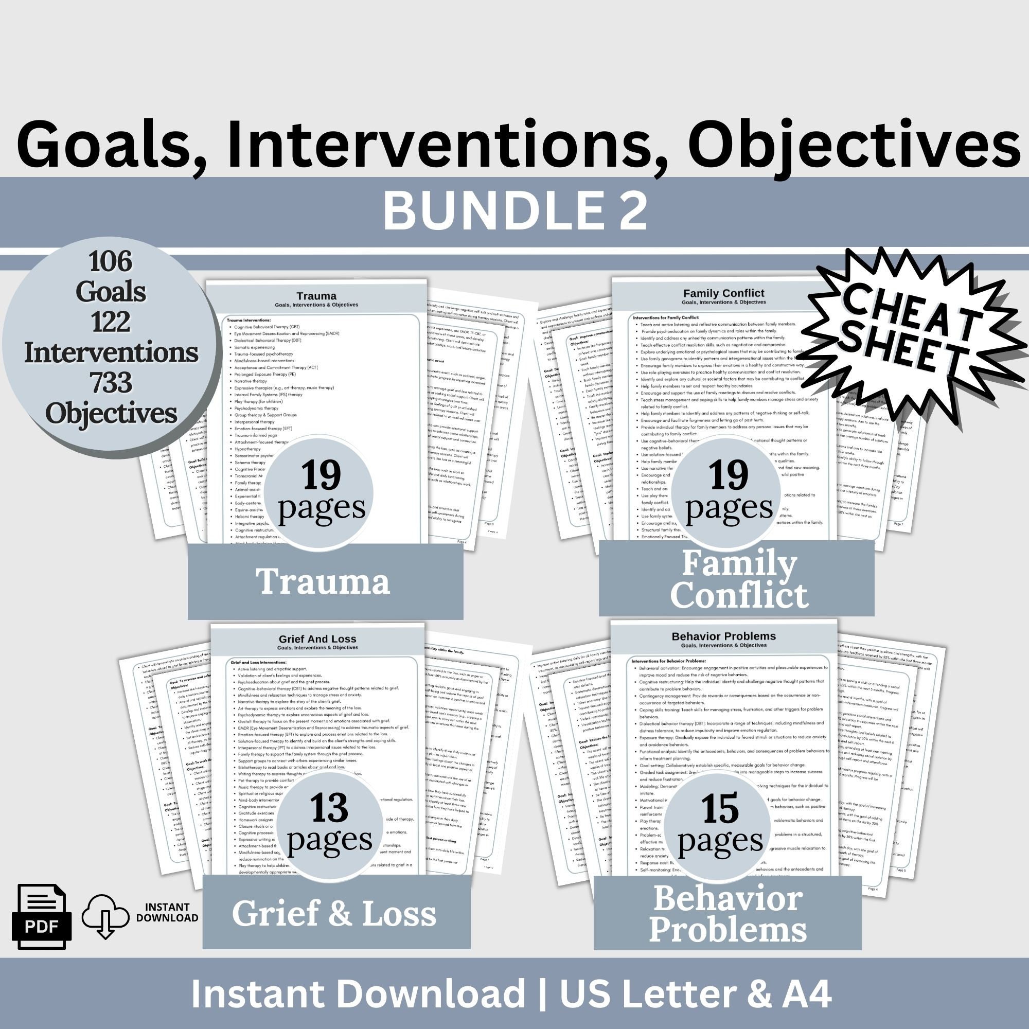 Therapy Tools BUNDLE Measurable Goals Objectives and Interventions ...
