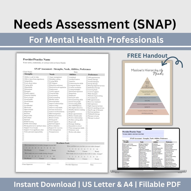 SNAP Needs Assessment: Client Intake Form + Maslow's Hierarchy Poster (digital Download) - Etsy
