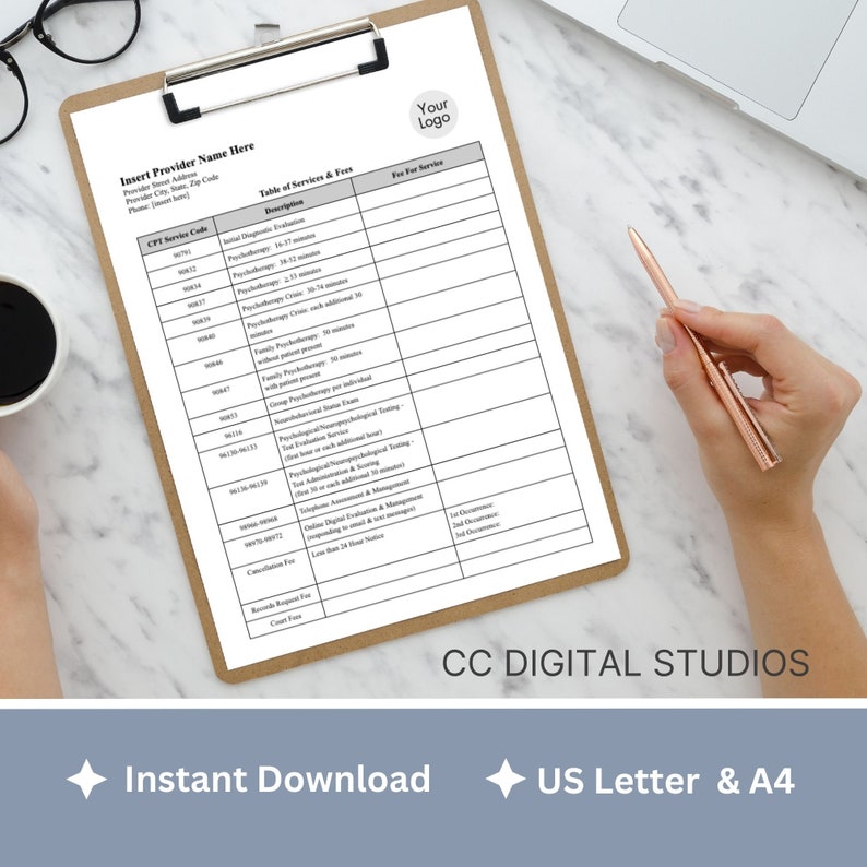 Clinical Fees Template: Sliding Scale for Therapists (google Doc) - Etsy