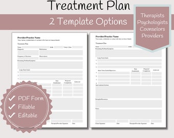 Treatment Plan Template for Mental Health Professionals - Etsy