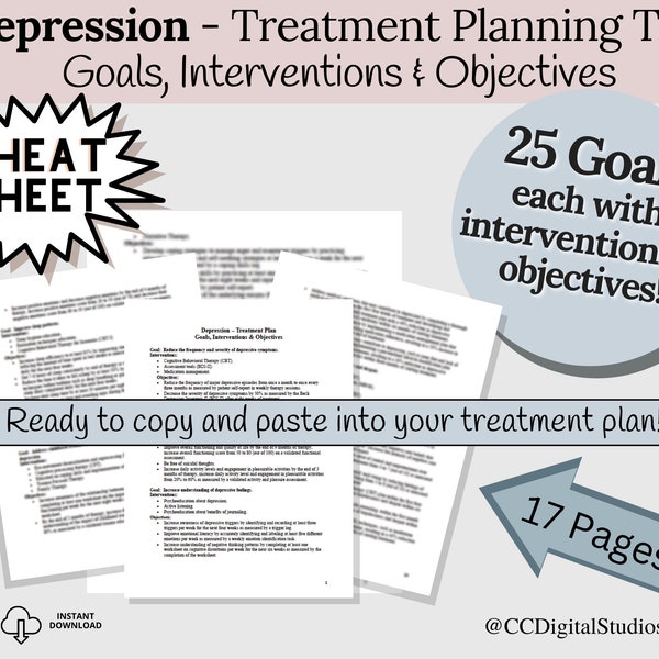 Therapy Treatment Plans Goals and Interventions Cheat Sheet - Etsy