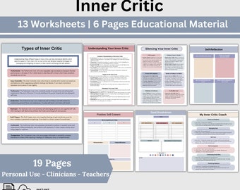 Inner Critic Therapy Worksheets, Self Help Inner Child Processing ...