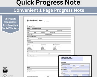 SOAP Therapy Progress Note Template - Etsy