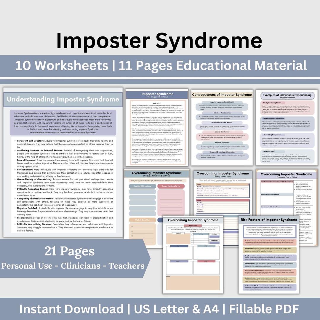 Imposter Syndrome Therapy Worksheets, Inner Child, Mental Health ...