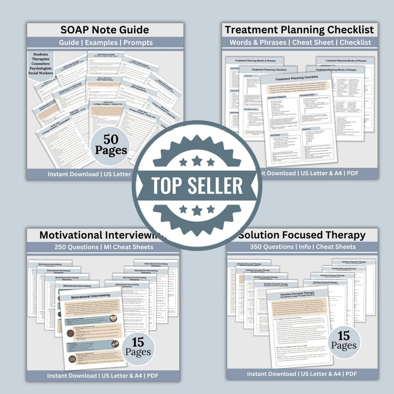 Therapy Session Guide Bundle: Counseling Worksheets & Intervention ...