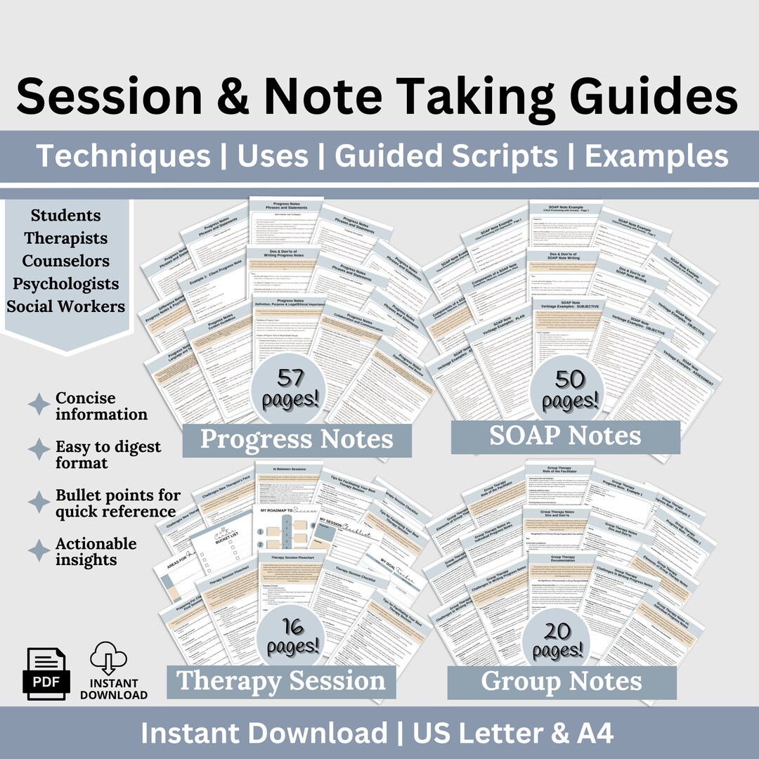 Therapist Documentation Guide Bundle: Progress Notes, SOAP Notes, Group ...