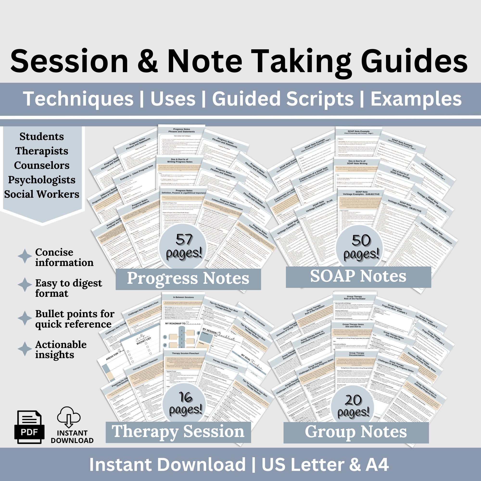 Therapist Documentation Guide Bundle: Progress Notes, SOAP Notes, Group ...