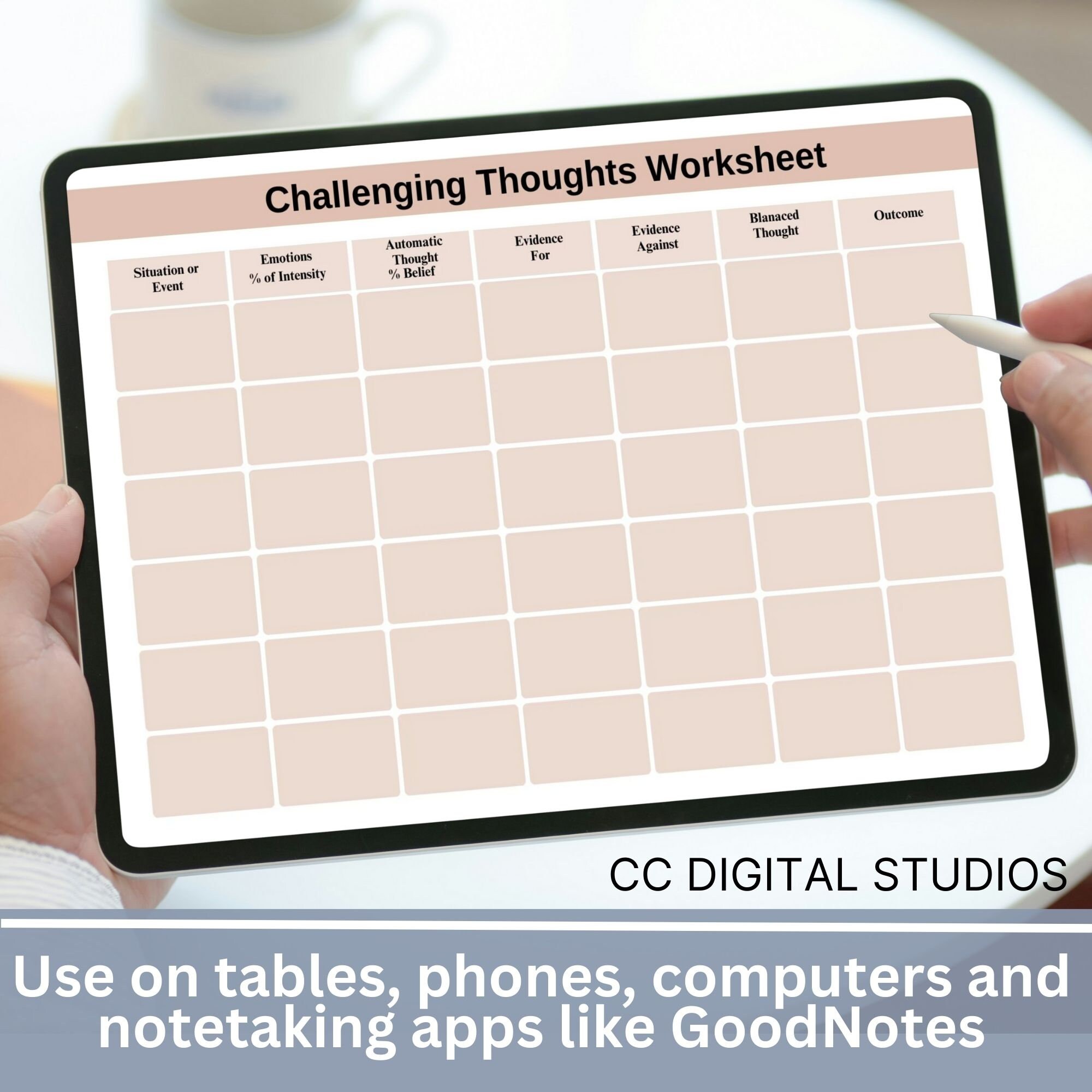 CBT Therapy Worksheets Challenge Negative Thoughts, Cognitive ...