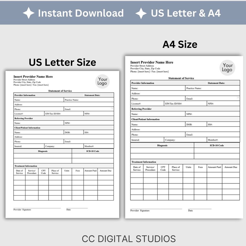 Superbill Template for Mental Health Clinicians, Client Billing ...