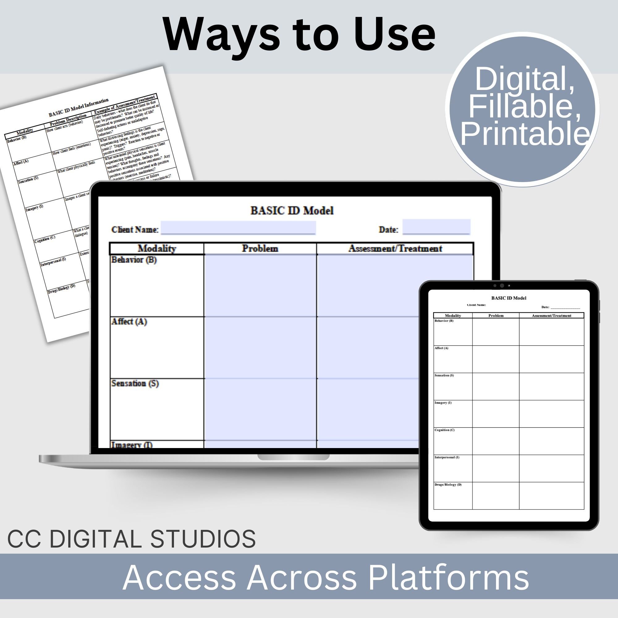 CBT BASIC ID Model, Treatment Planning Tool, Treatment Objectives ...