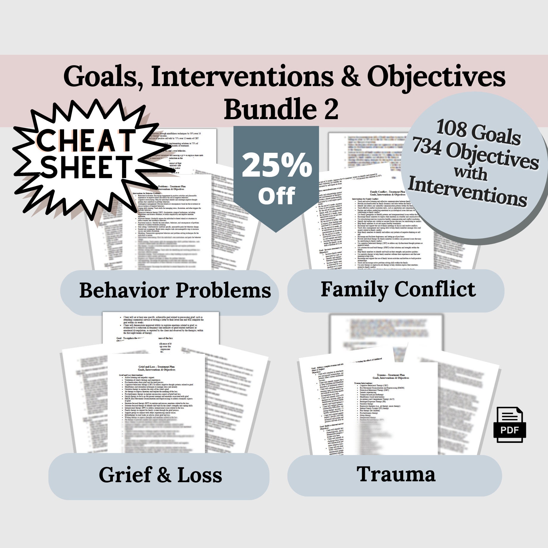 Therapy Goals & Objectives BUNDLE, Treatment Interventions, Therapist ...
