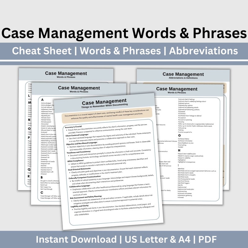 Case Management Note Cheat Sheet - Etsy