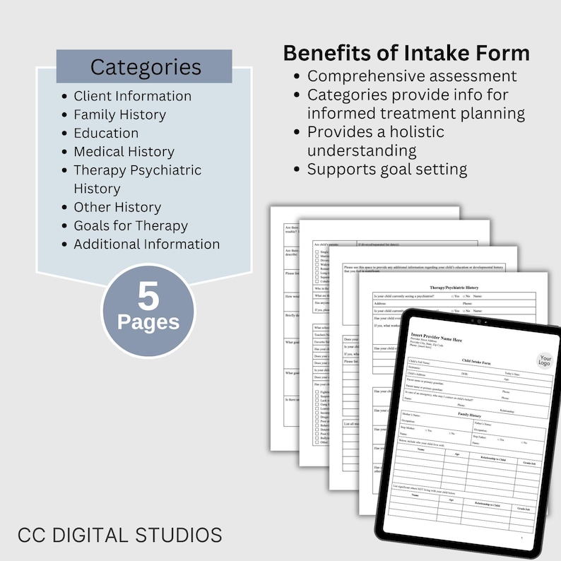 Child Intake Form: Mental Health Template (google Doc) - Etsy