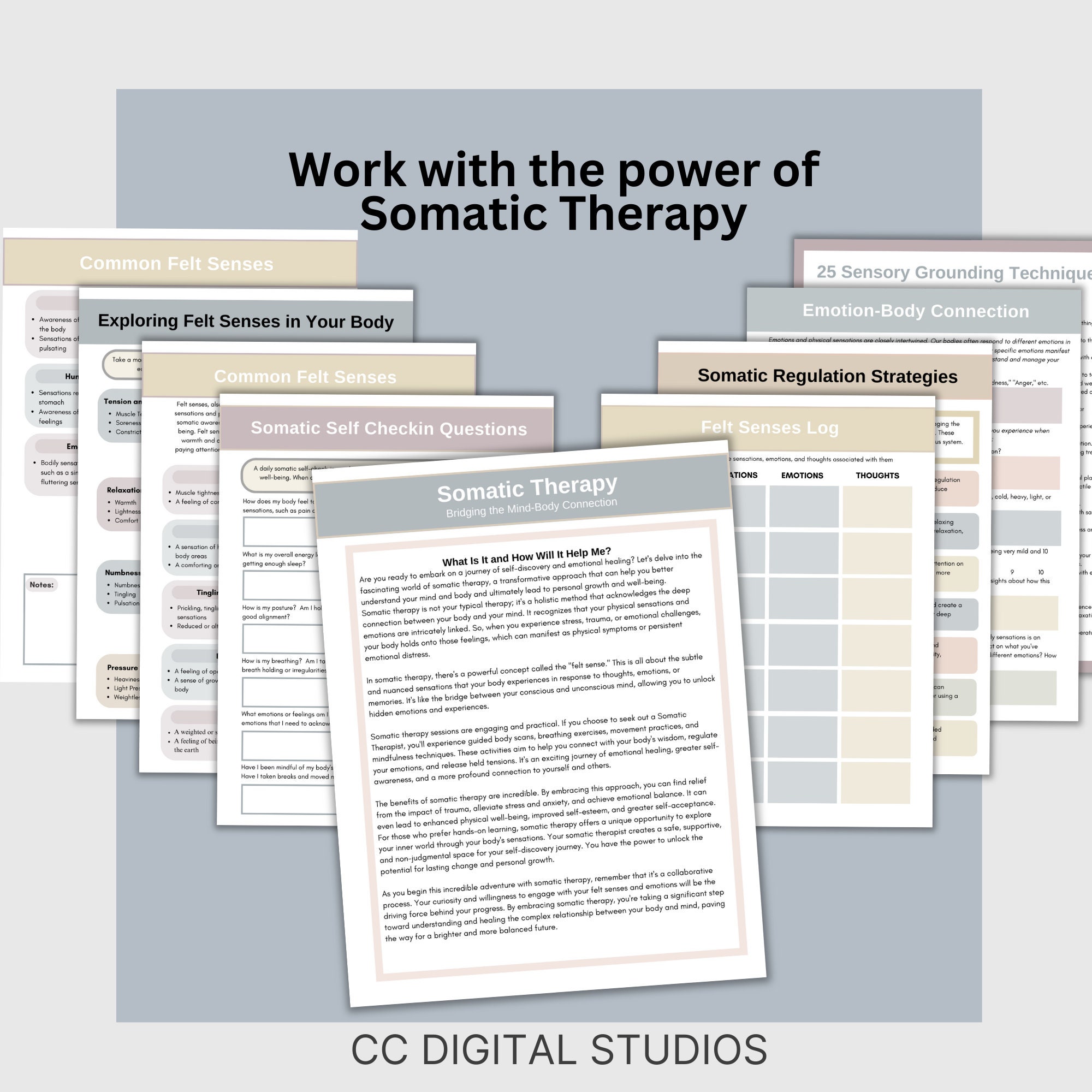 Somatic Therapy Worksheets, Felt Senses Somatic Exercises for Sensory ...
