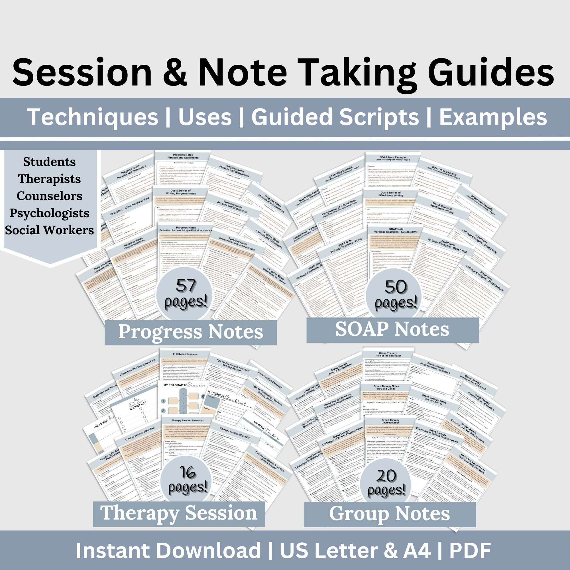Therapist Documentation Guide Bundle: Progress, SOAP, Group Notes ...