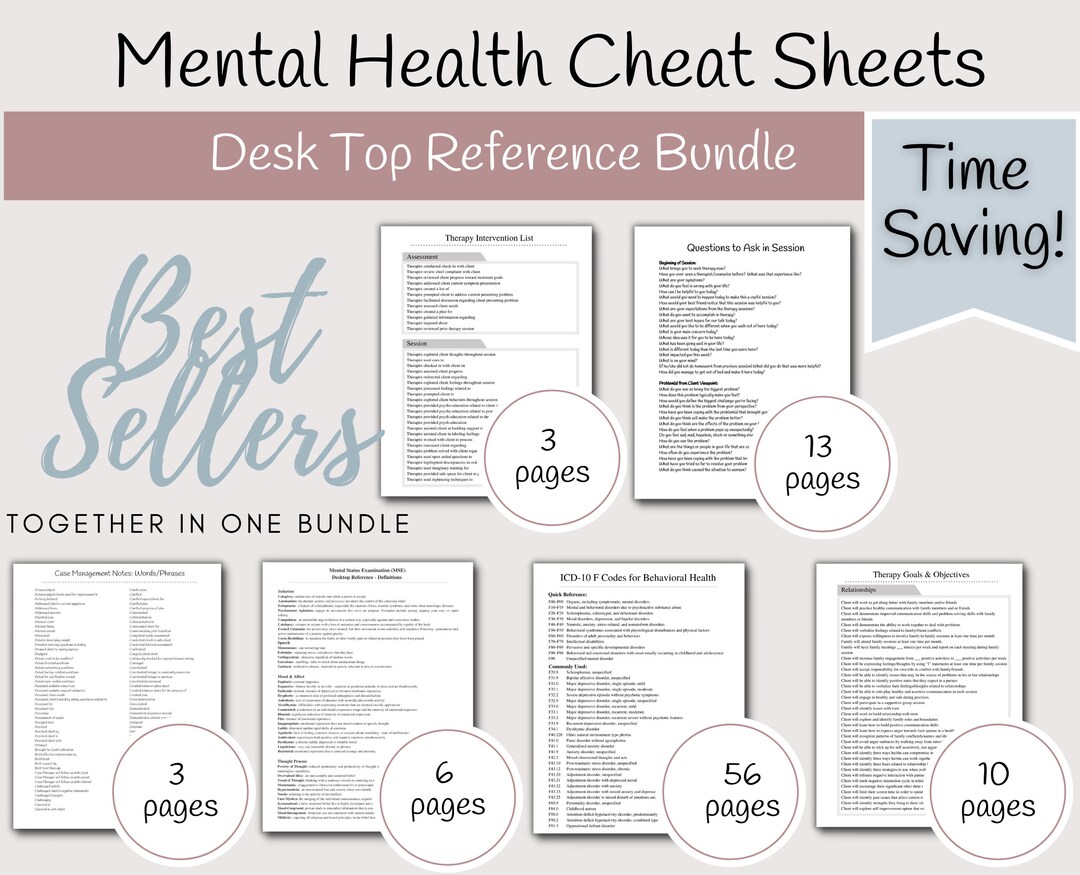 CHEAT SHEET BUNDLE Mental Health Desk Top Reference - Etsy