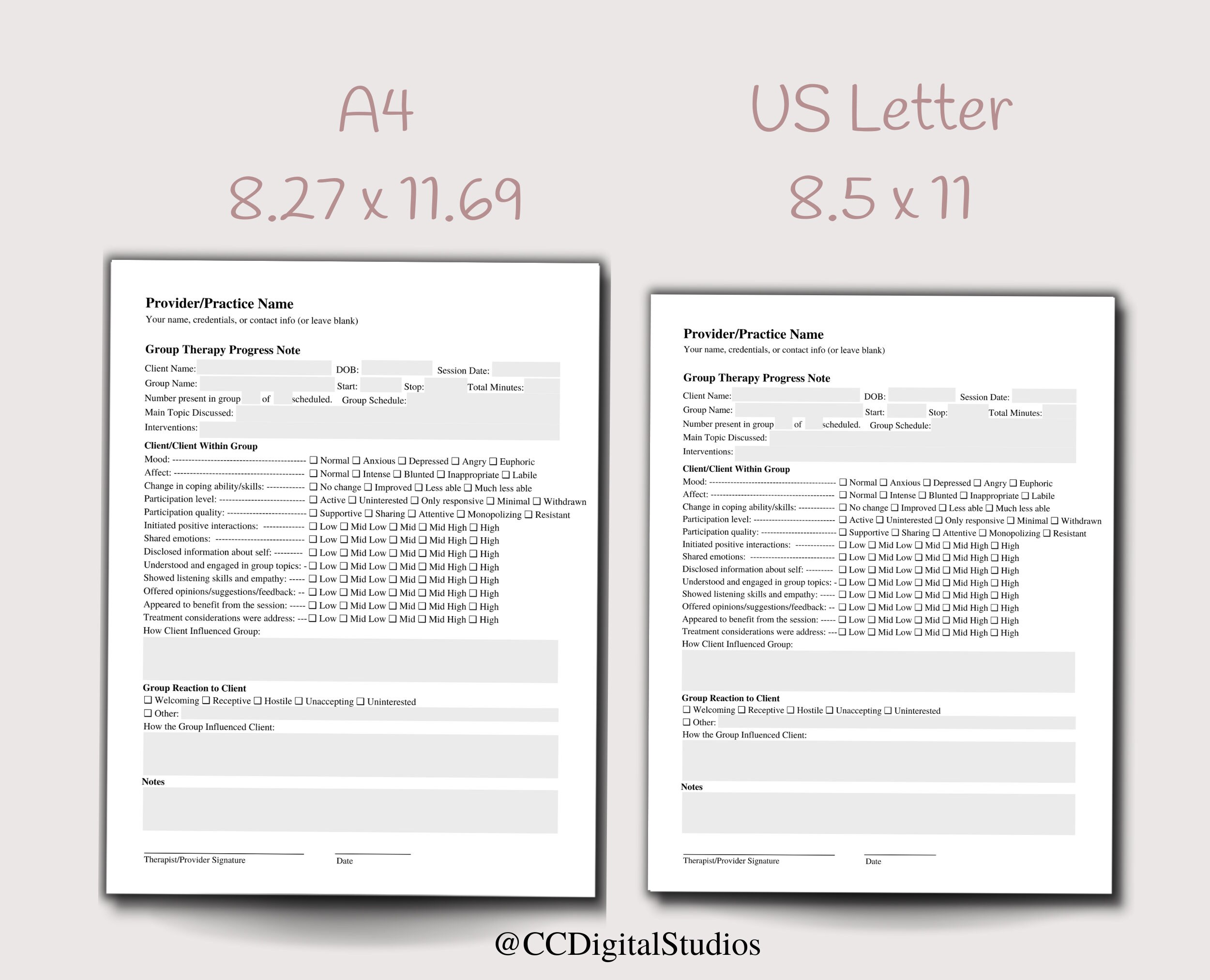 Group Progress Note, Fillable Template for Counselors, Group Therapy ...