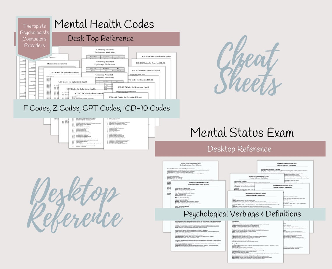 CHEAT SHEET BUNDLE Mental Health Desk Top Reference - Etsy