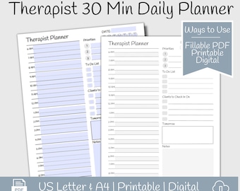 Therapist Daily Appointment Planner, Therapist Calendar, Daily Clinical ...