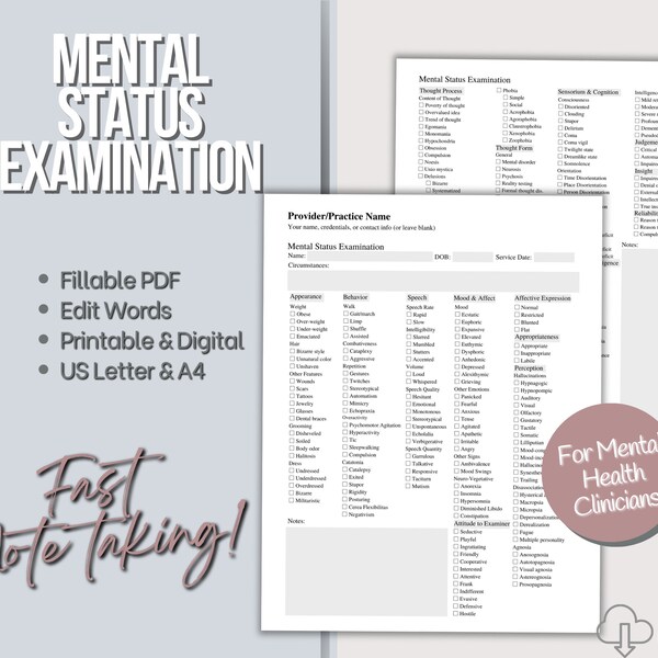 Mental Health Exam Template - Etsy