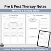 Pre & Post Therapy Notes, Therapy Session Log, Session Planner ...