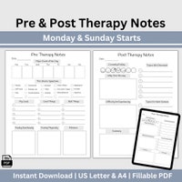 Pre & Post Therapy Notes, Therapy Session Log, Session Planner ...