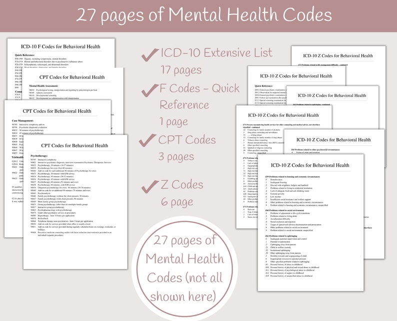 Mental Health Codes Clinical Terms Reference Sheet CPT - Etsy Mental Health Codes Clinical Terms Reference Sheet CPT - Etsy