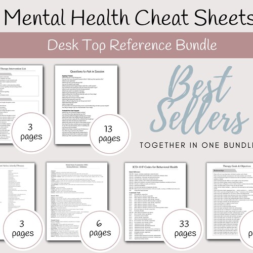 CHEAT SHEET BUNDLE Mental Health Desk Top Reference - Etsy Australia