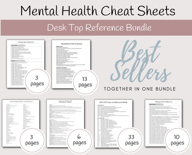 CHEAT SHEET BUNDLE Mental Health Desk Top Reference - Etsy