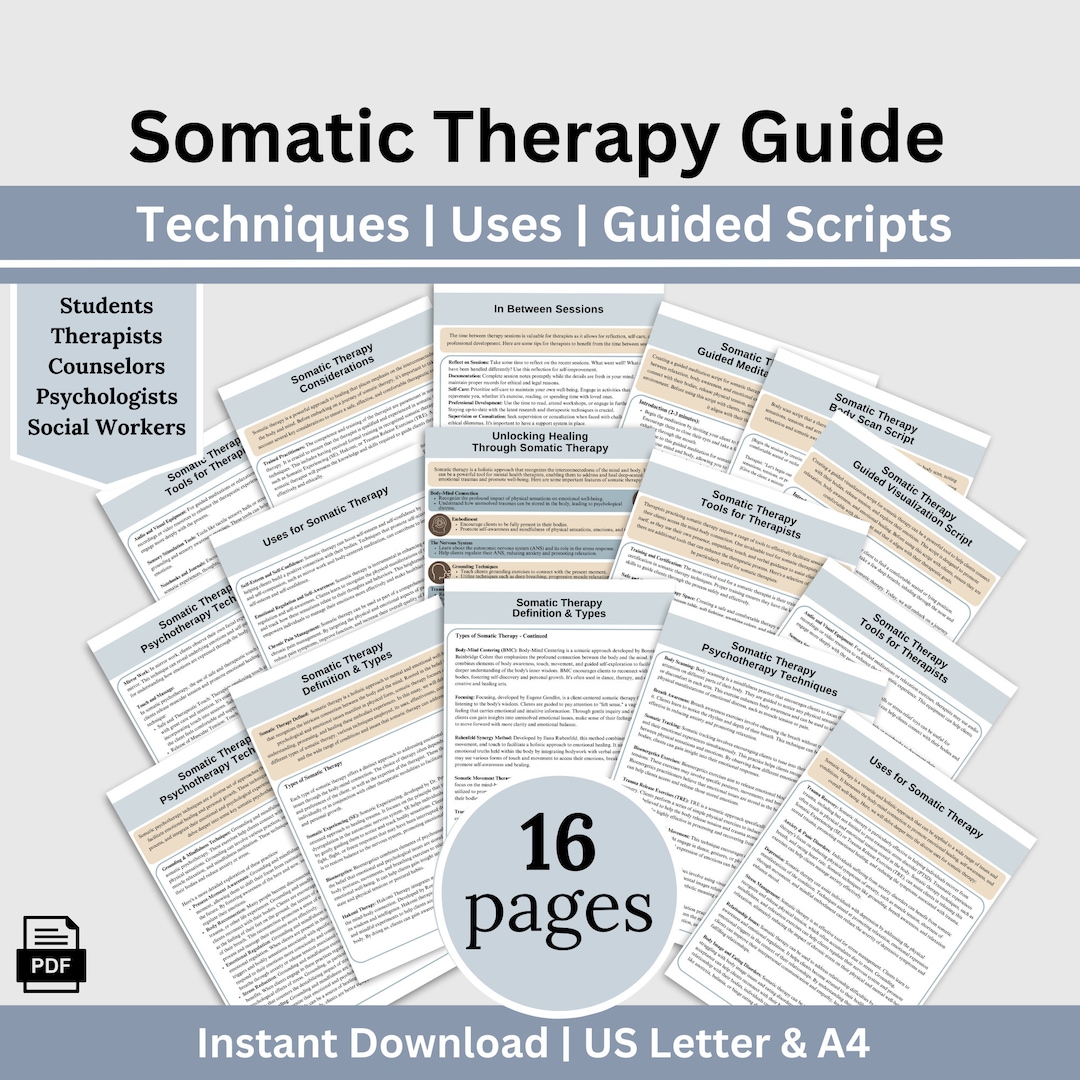 Somatic Therapy Cheat Sheets for Mental Health Clinicians, Techniques ...