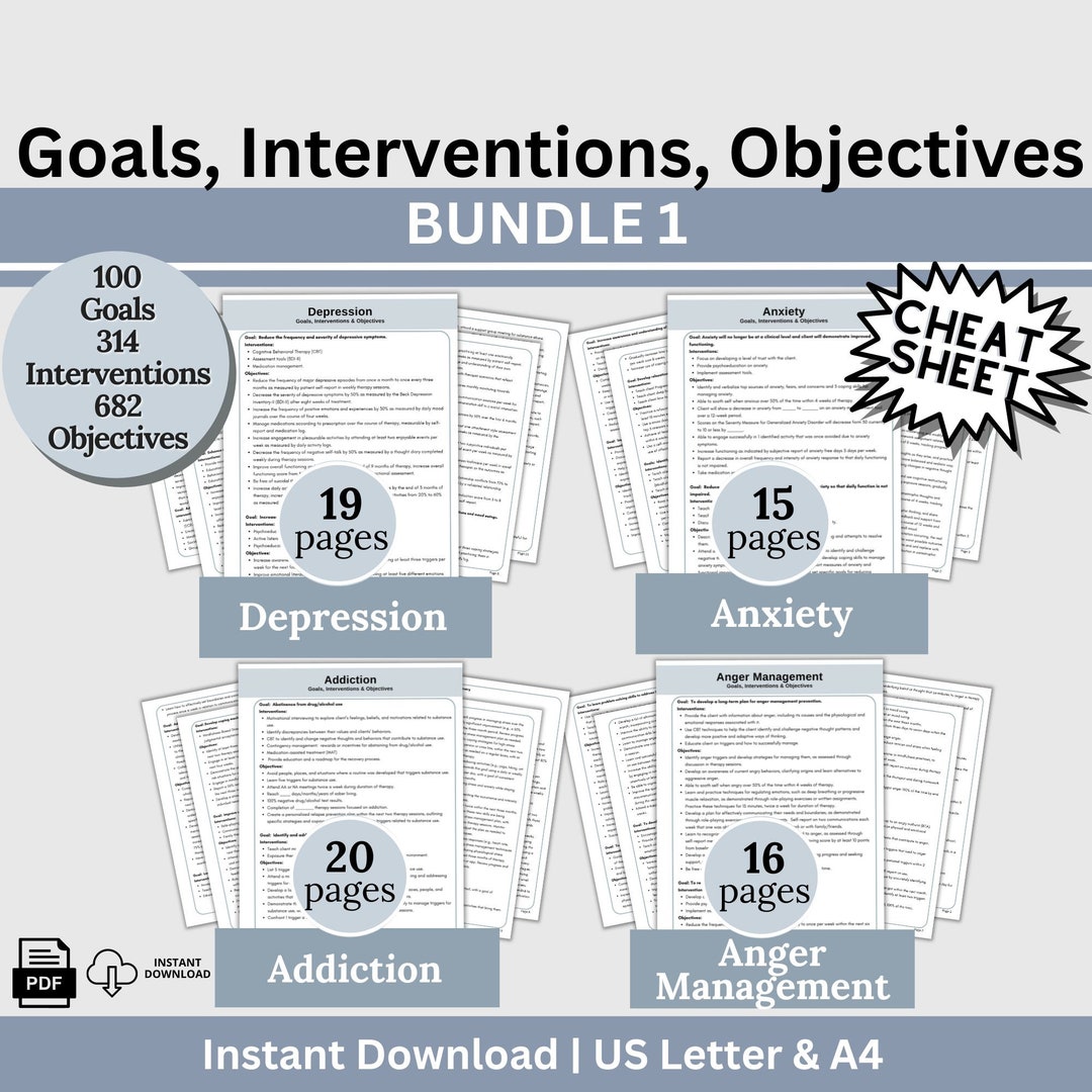 Therapy Tools BUNDLE Measurable Goals Objectives and Interventions ...
