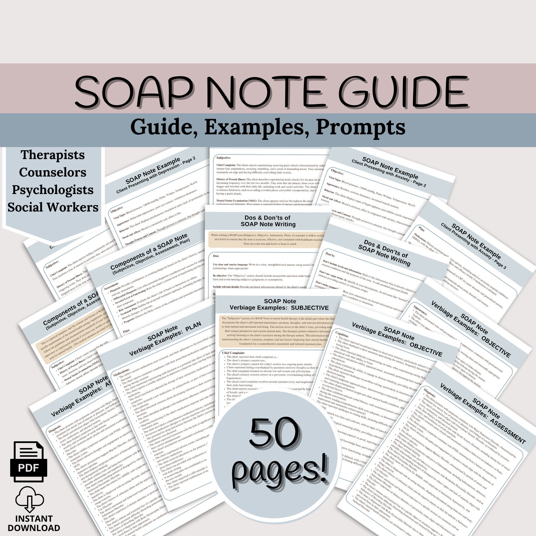 SOAP Note Guide Examples & Prompts 50 Pages of SOAP Note - Etsy Canada