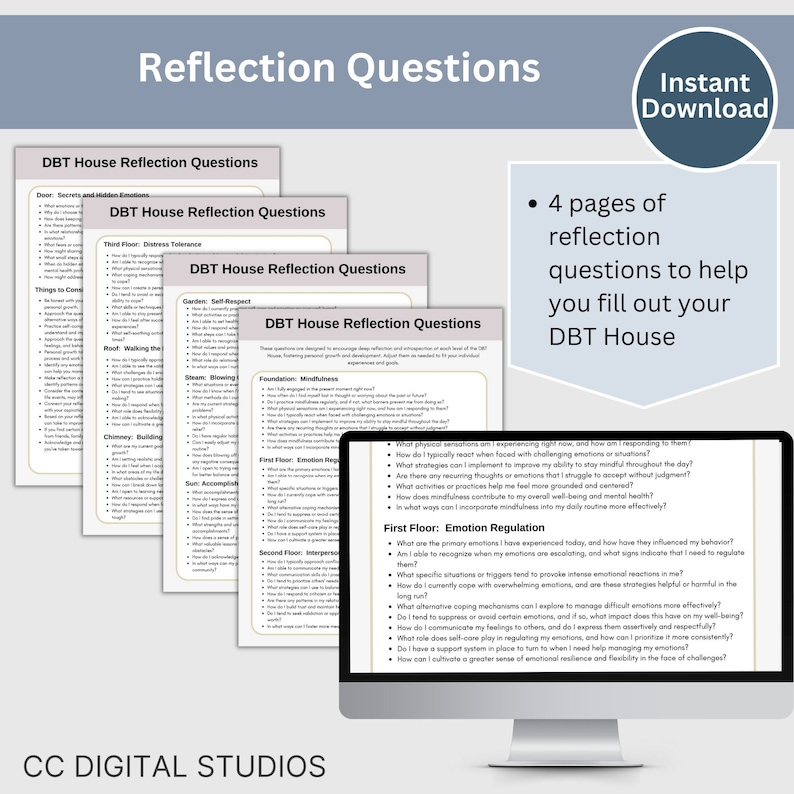 DBT House Therapy Worksheets, Growth Mindset, BPD, DBT Workbook ...