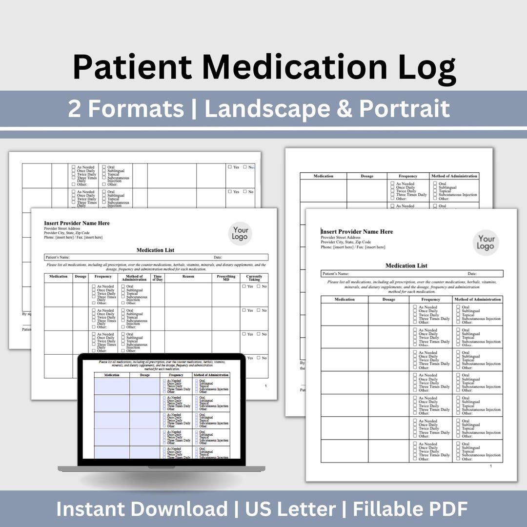 Medication List, Patient Medication Intake Form, Medical History ...