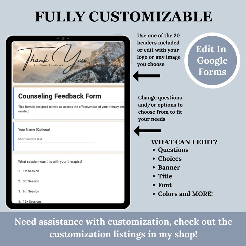 Counseling Feedback Google Forms Template: Therapist Resource (digital ...