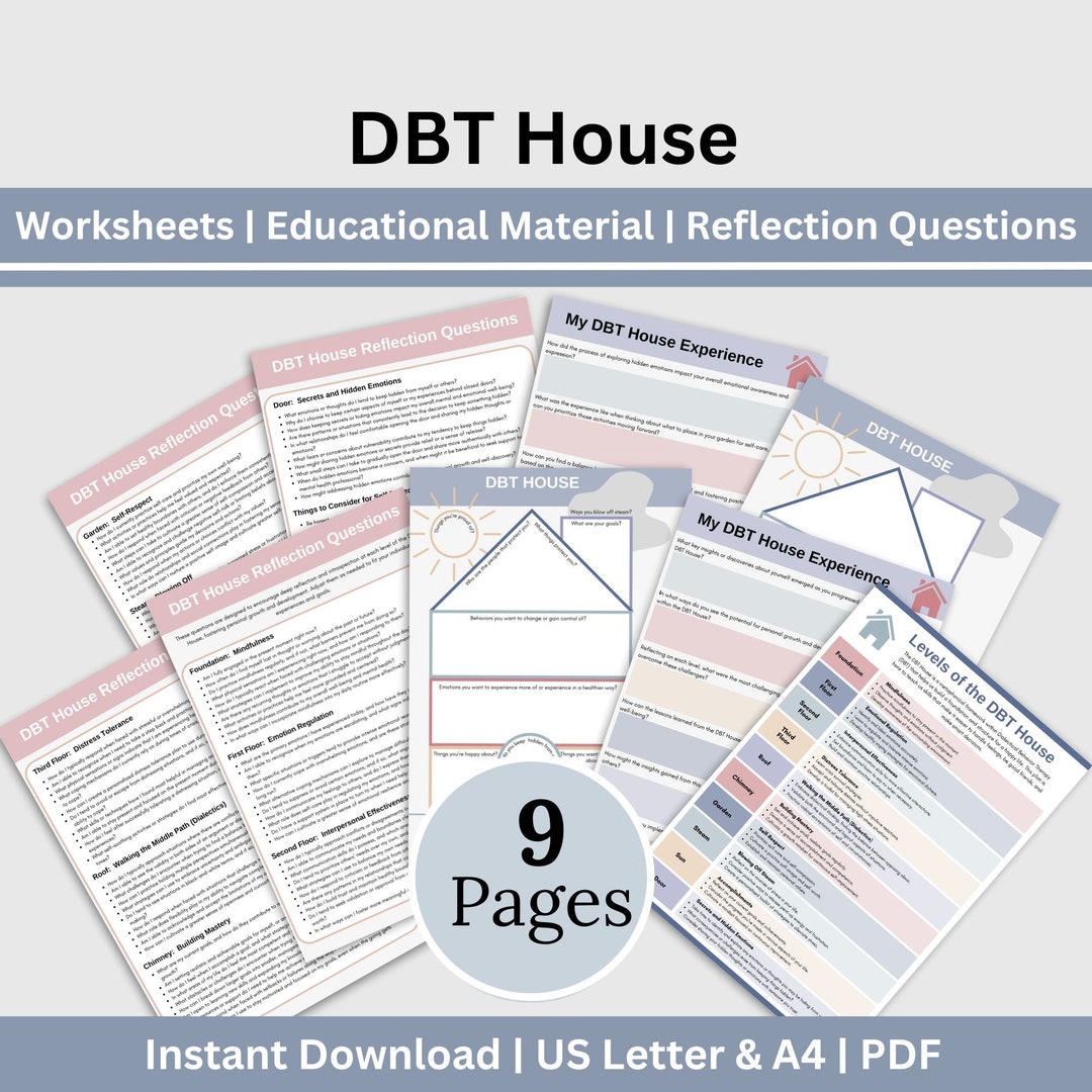 DBT House Therapy Worksheets, Growth Mindset, BPD, DBT Workbook ...