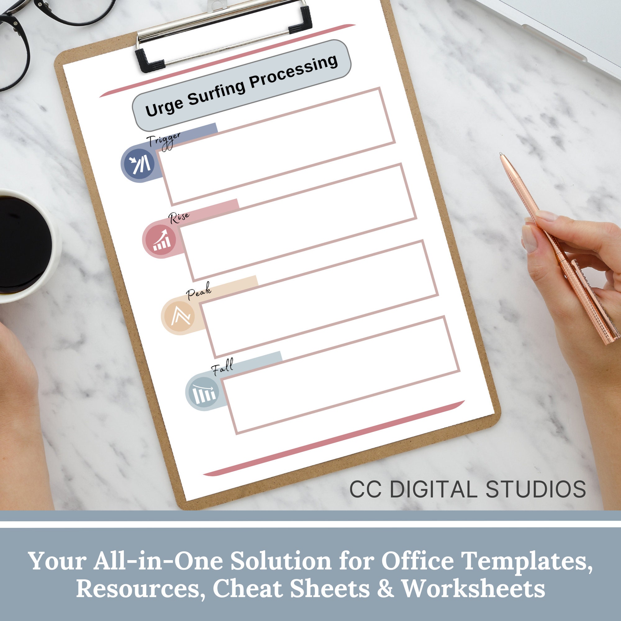 Urge Surfing CBT Worksheets, Addiction Recovery, DBT, Therapy ...