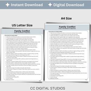 Therapy Cheat Sheet for Family Therapy, Therapy Tool Measurable Goals ...