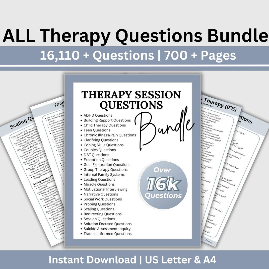 THE ULTIMATE Therapy Questions Bundle, 16,000 Therapy Cheat Sheet ...