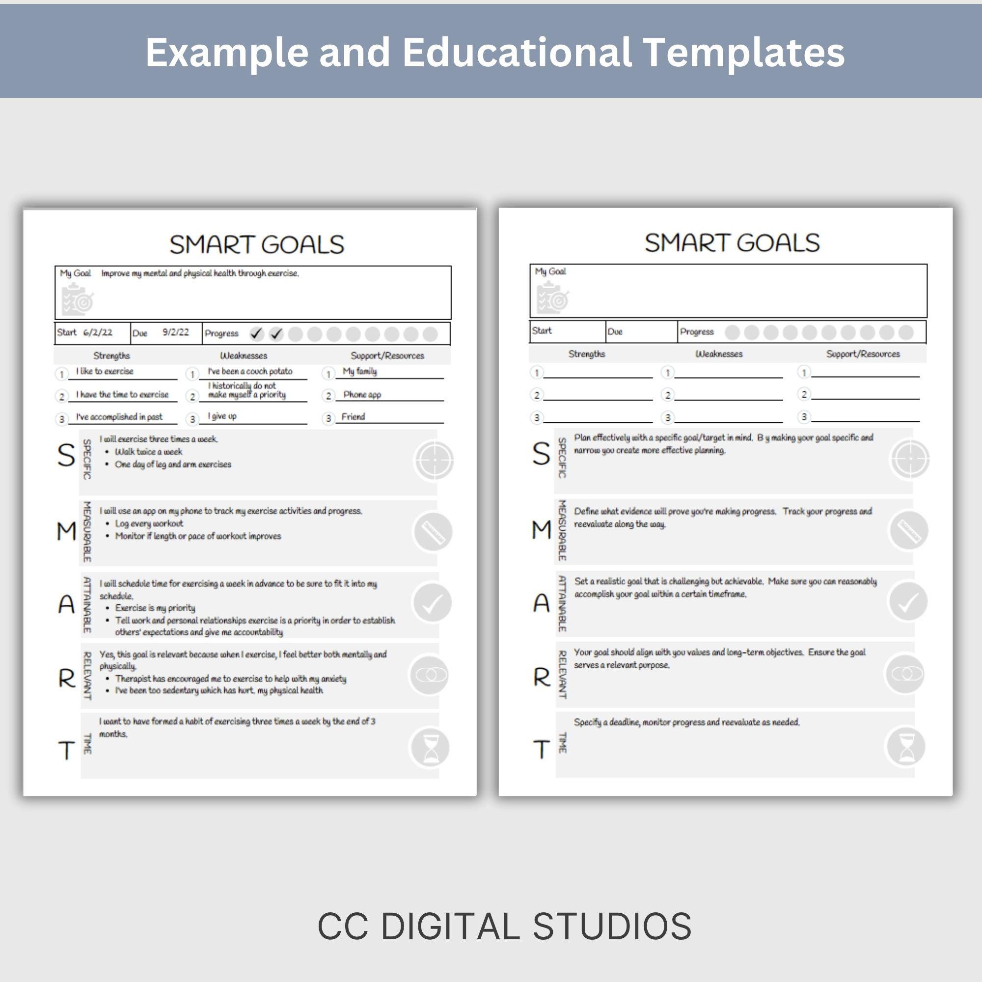 SMART Goals Worksheet: Goal Planning Template (digital Download) - Etsy