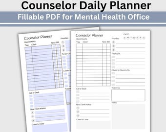 Therapist Daily Weekly Appointment Planner, Daily/weekly Clinical ...