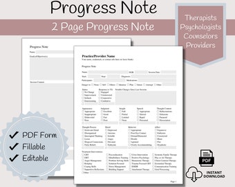 Play Therapy Progress Note Template for Therapists - Etsy
