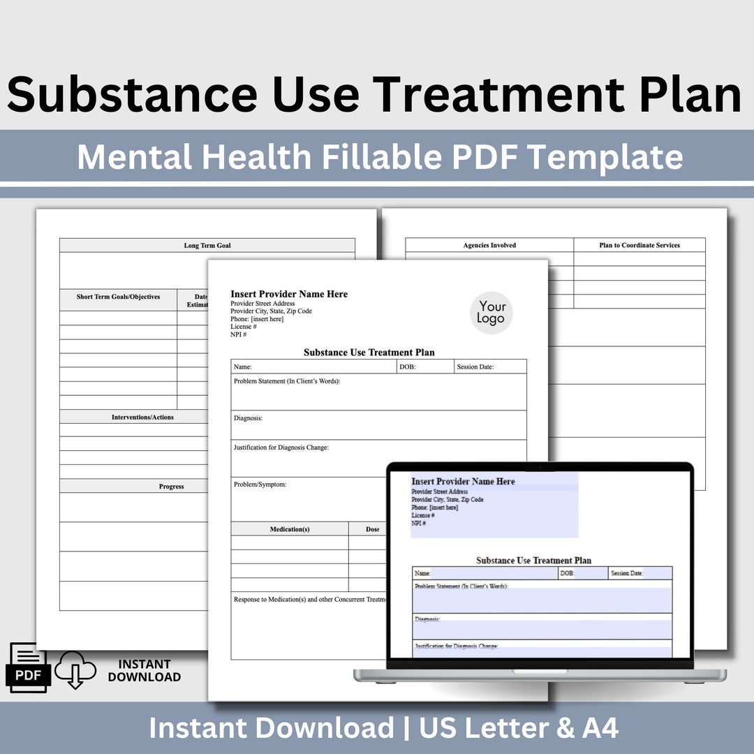 Therapy Treatment Plan Template Substance Use Fillable PDF - Etsy